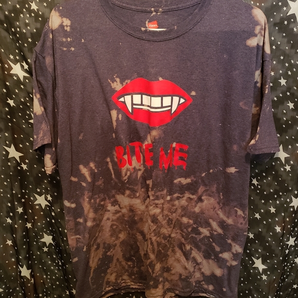 Hanes | Tops | Upcycle Bleached Bite Me Tee | Poshmark